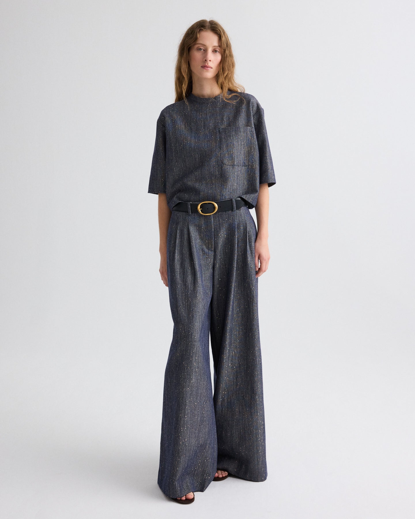 Medium indigo / gold Avery Pant in Sequined Denim | TWP