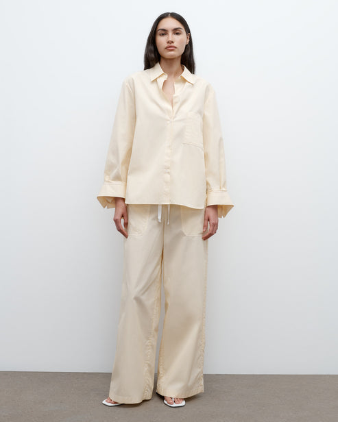 Ivory / yellow Next Morning Shirt in Cotton Banker Stripe | TWP