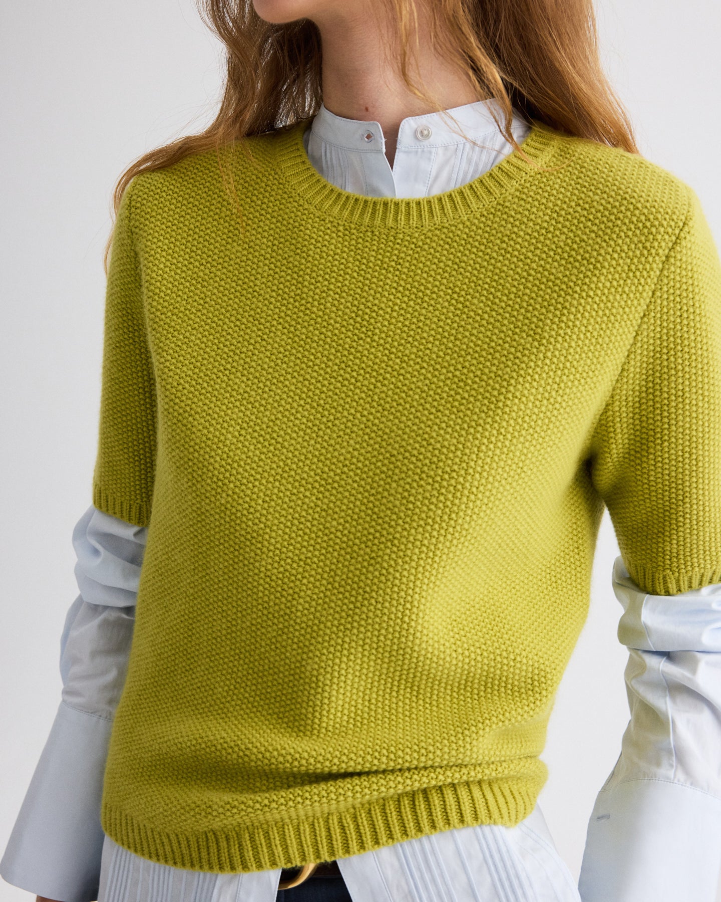 Avocado oil Seed Stitch Audrey Sweater in Cashmere | TWP