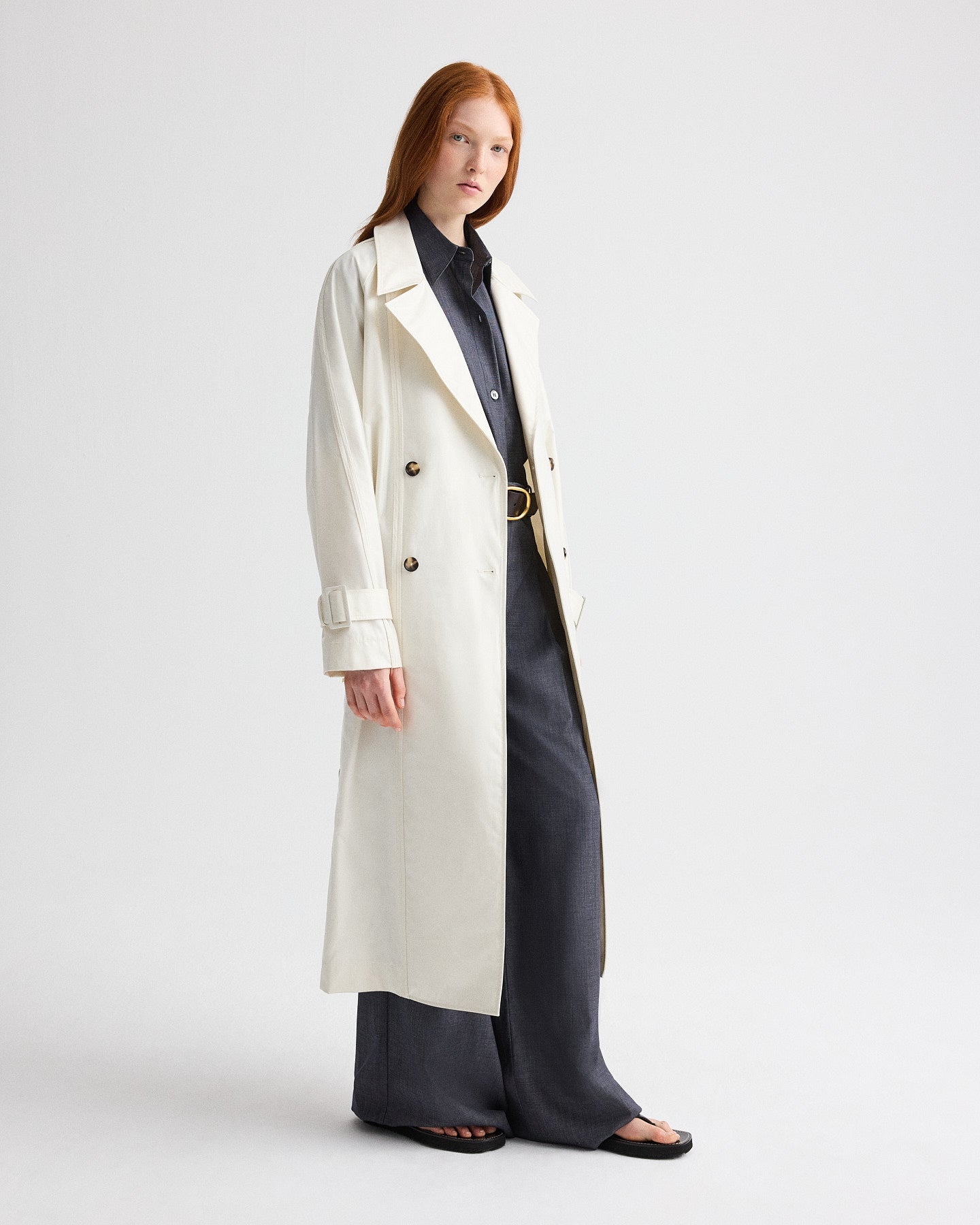 Clear / cream Unfinished Business Coat in Matte Polyurethane Film | TWP